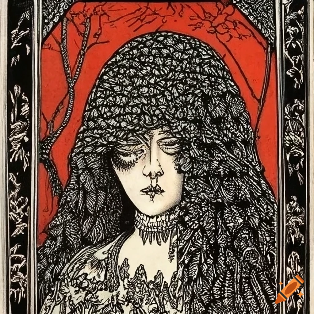 Mary Magdalene woodcut by Virgil Finlay, Aubrey Beardsley, and Edward ...