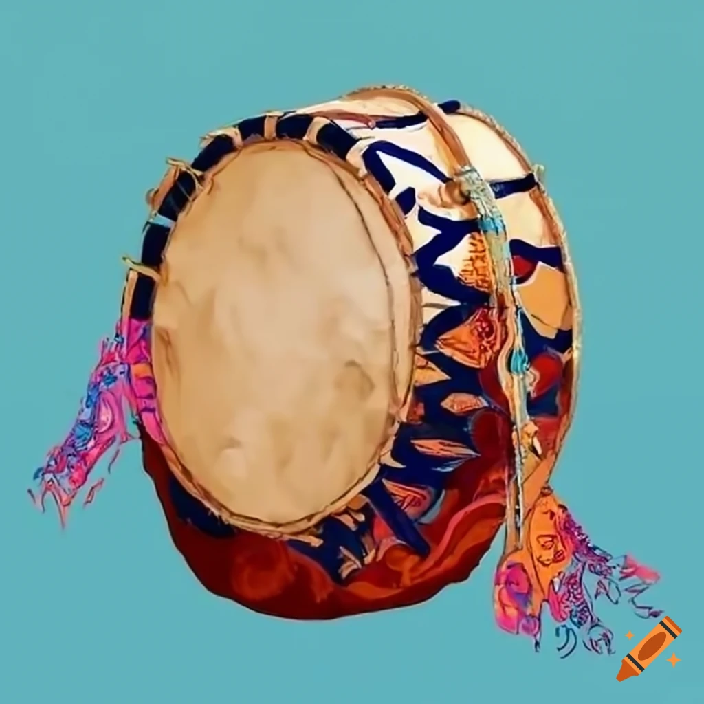 Authentic native drum with vibrant colors and a leaping dolphin by ...