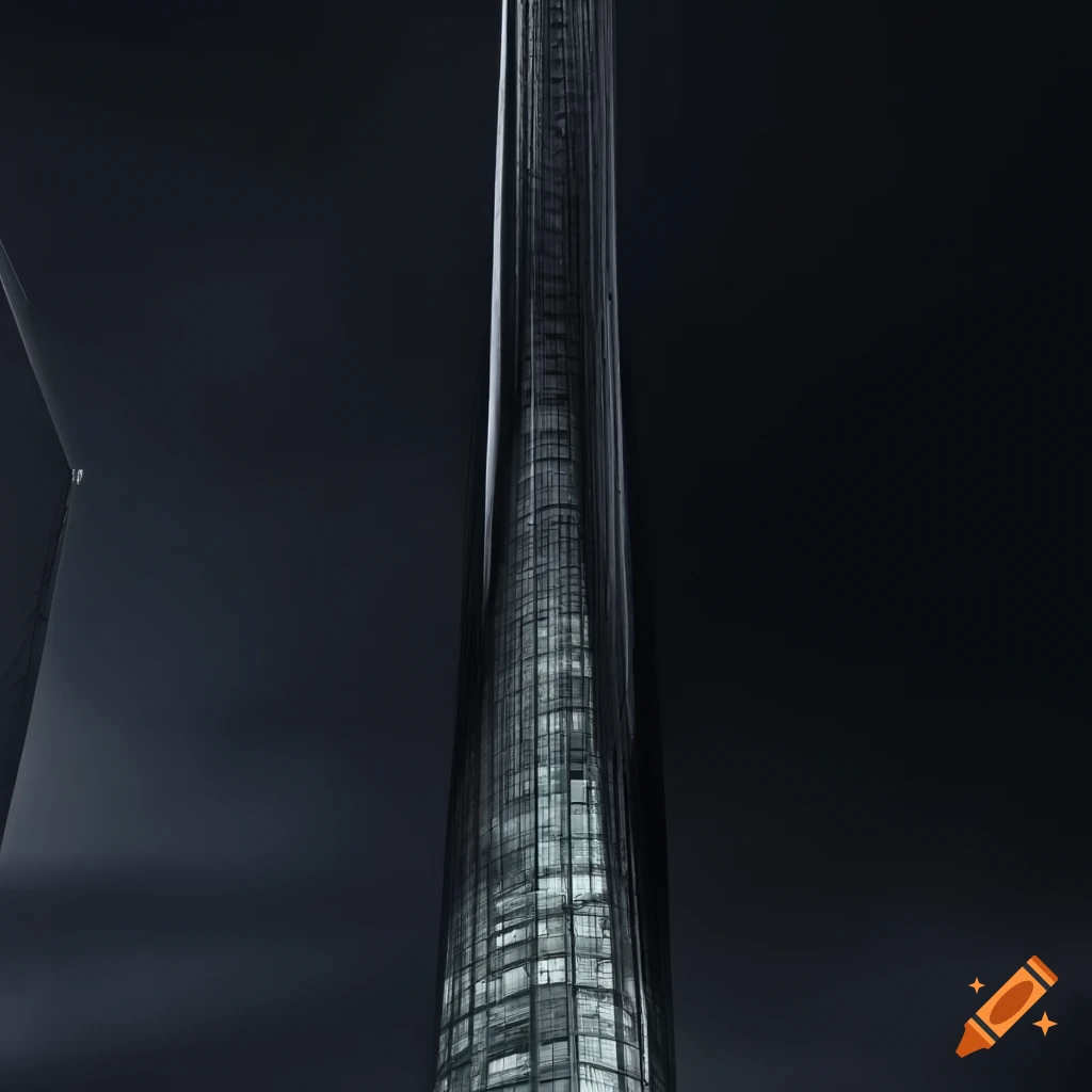 Tall black skyscraper building on Craiyon