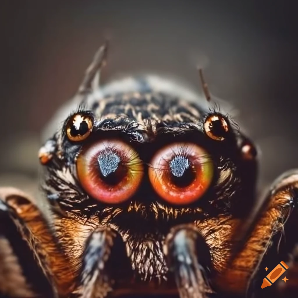 Close-up of a spider eye on Craiyon