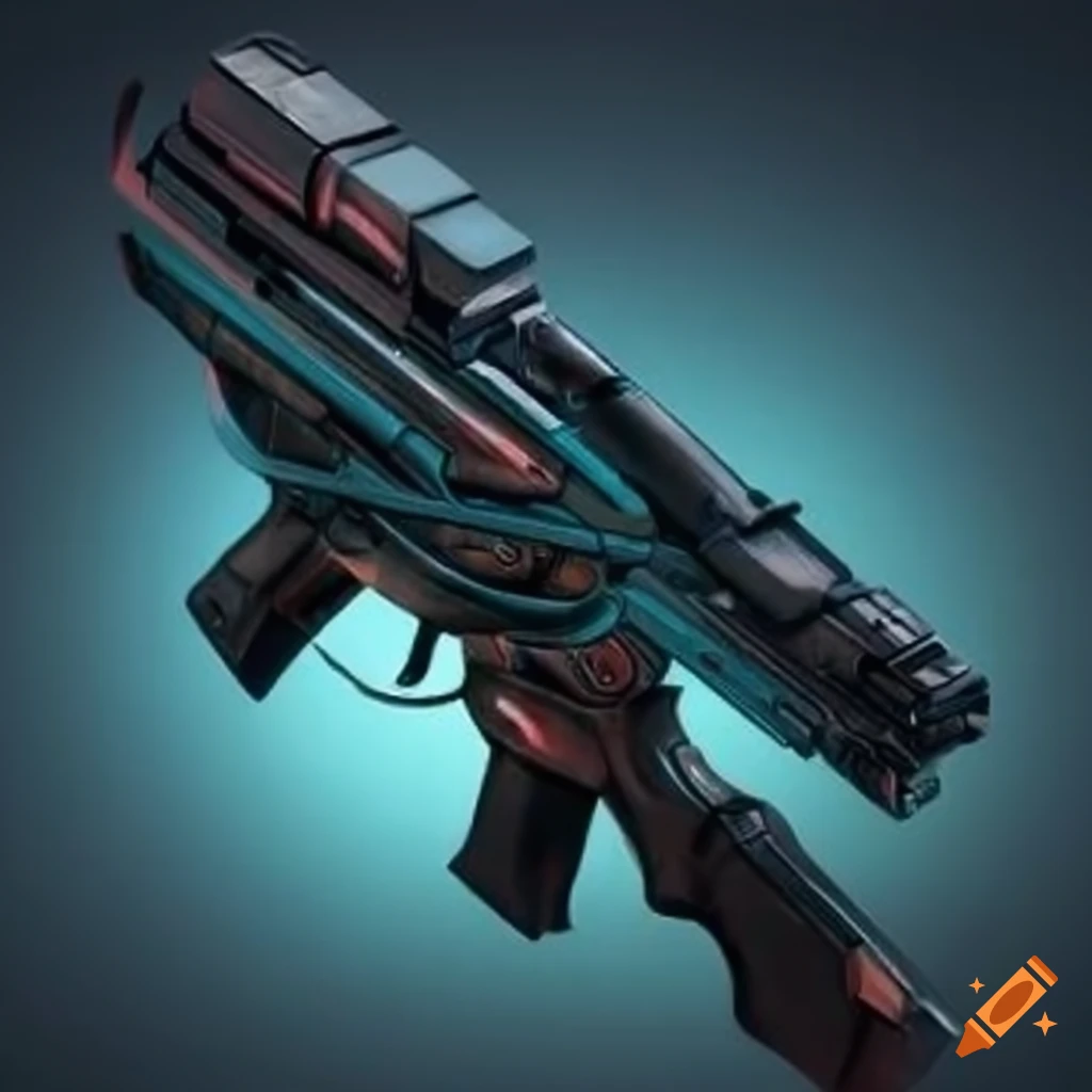 Futuristic cybernetic pistol weapon technology on Craiyon