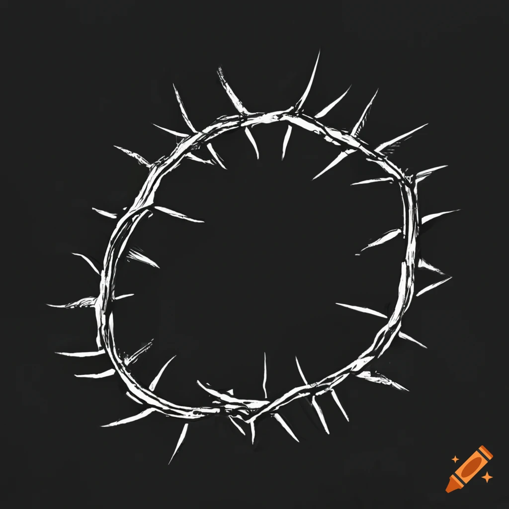 Simple drawing of a crown of thorns on Craiyon