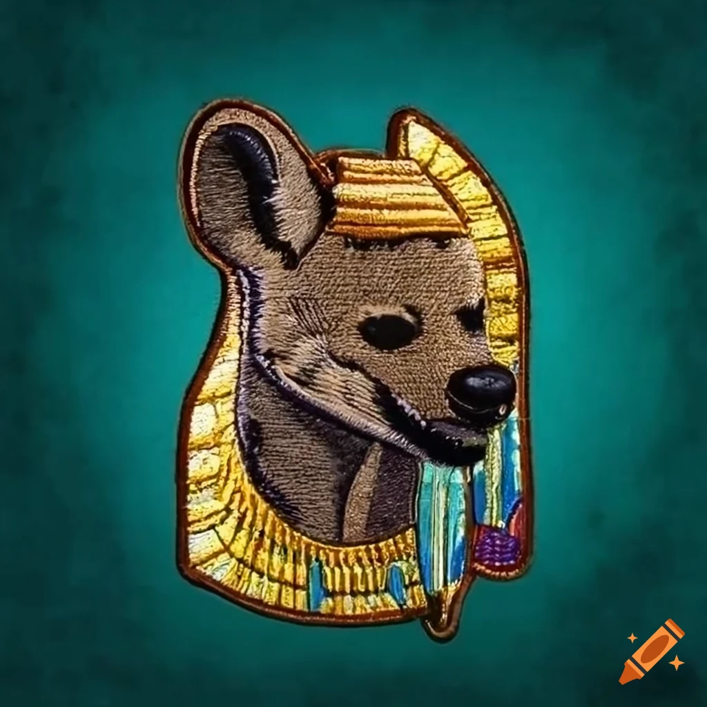 Hyena with egyptian accessories patch on Craiyon