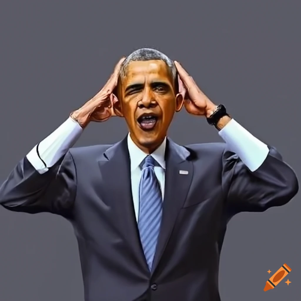 Shocked obama with hands on head on Craiyon