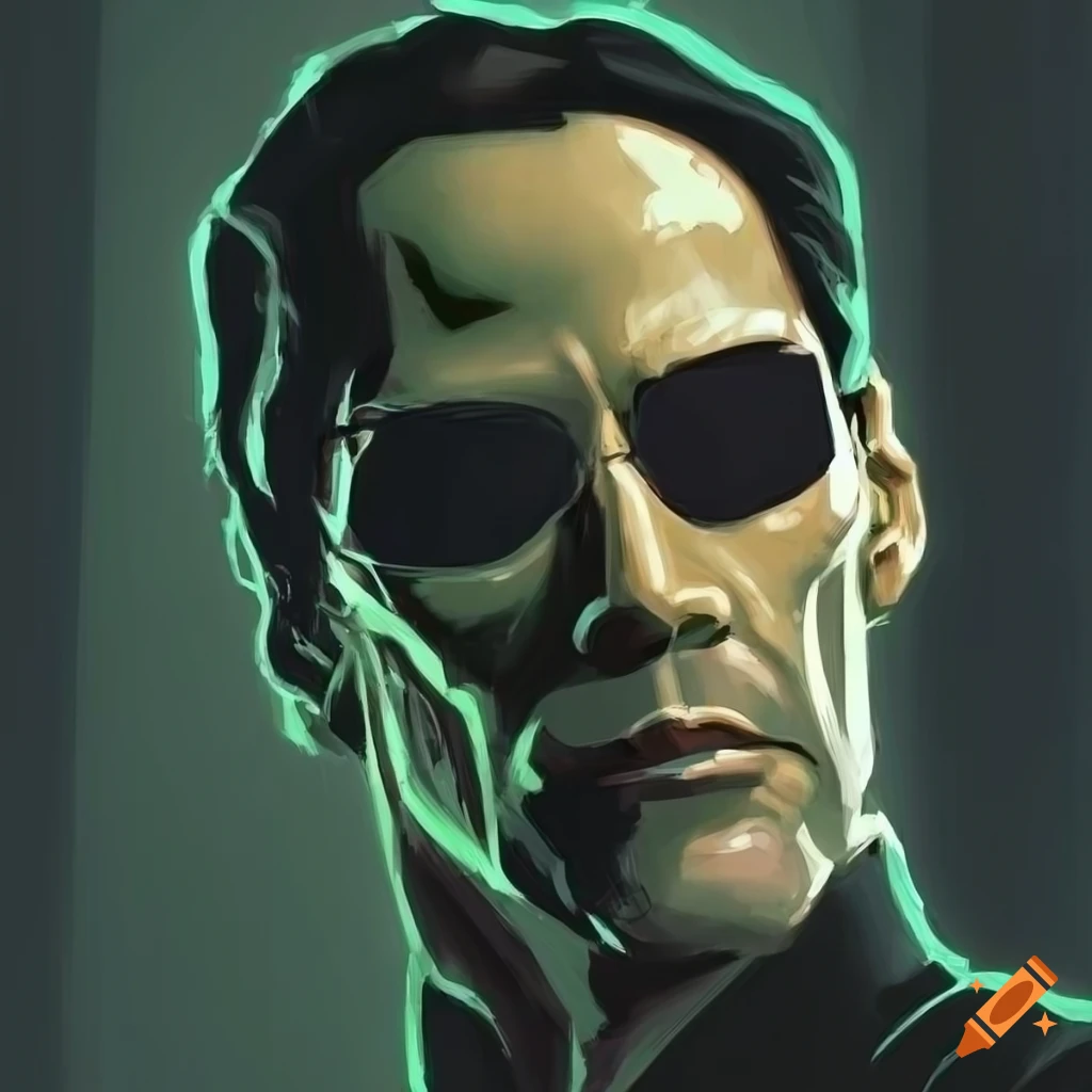 Portrait of neo in a noir style on Craiyon