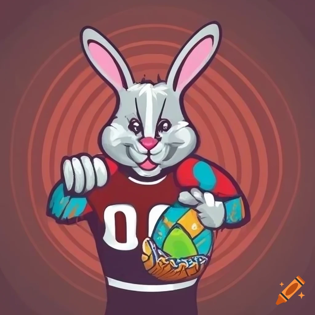 Creative American football mascot design with Easter Bunny and egg on ...