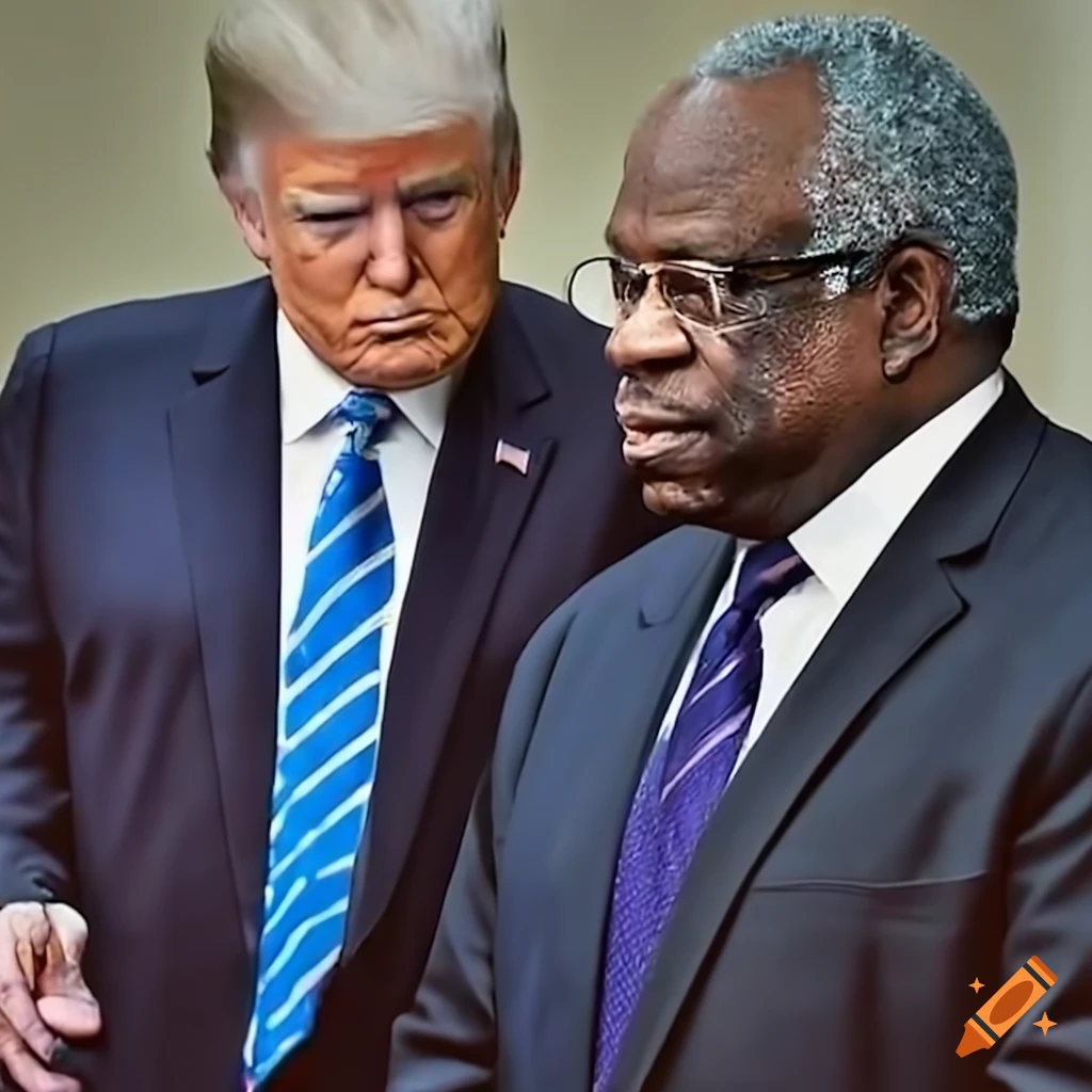 Satirical depiction of trump and clarence thomas discussing politics at ...