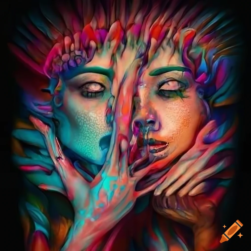 Two abstract distorted shapes on Craiyon