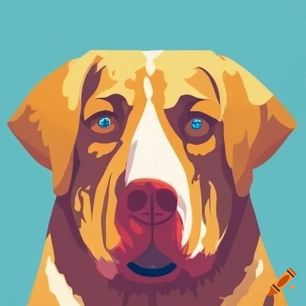 Flat style illustration of a dog on Craiyon