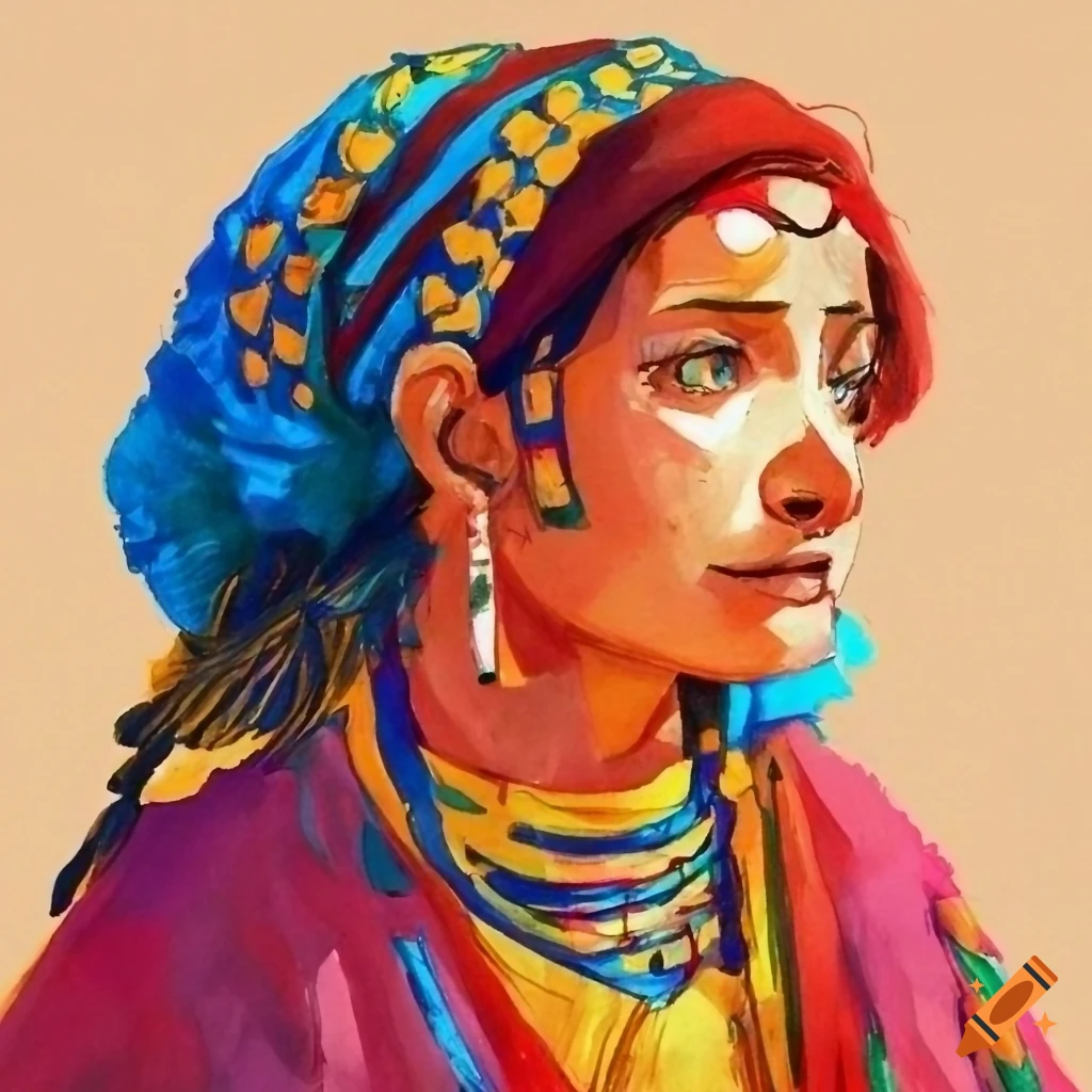 Drawing of morocco's atlas mountains with berber influence on Craiyon