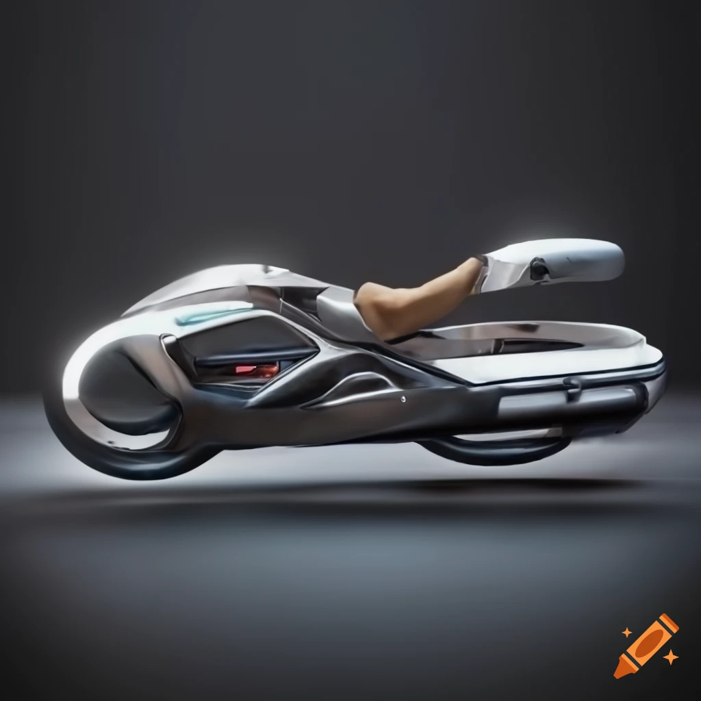 Futuristic long hover bike in side view on Craiyon