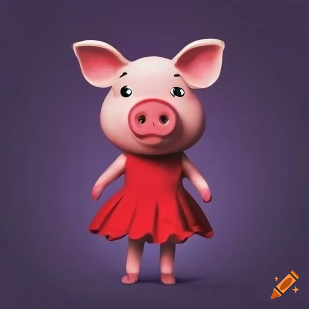 Cute red piggy with dress on Craiyon