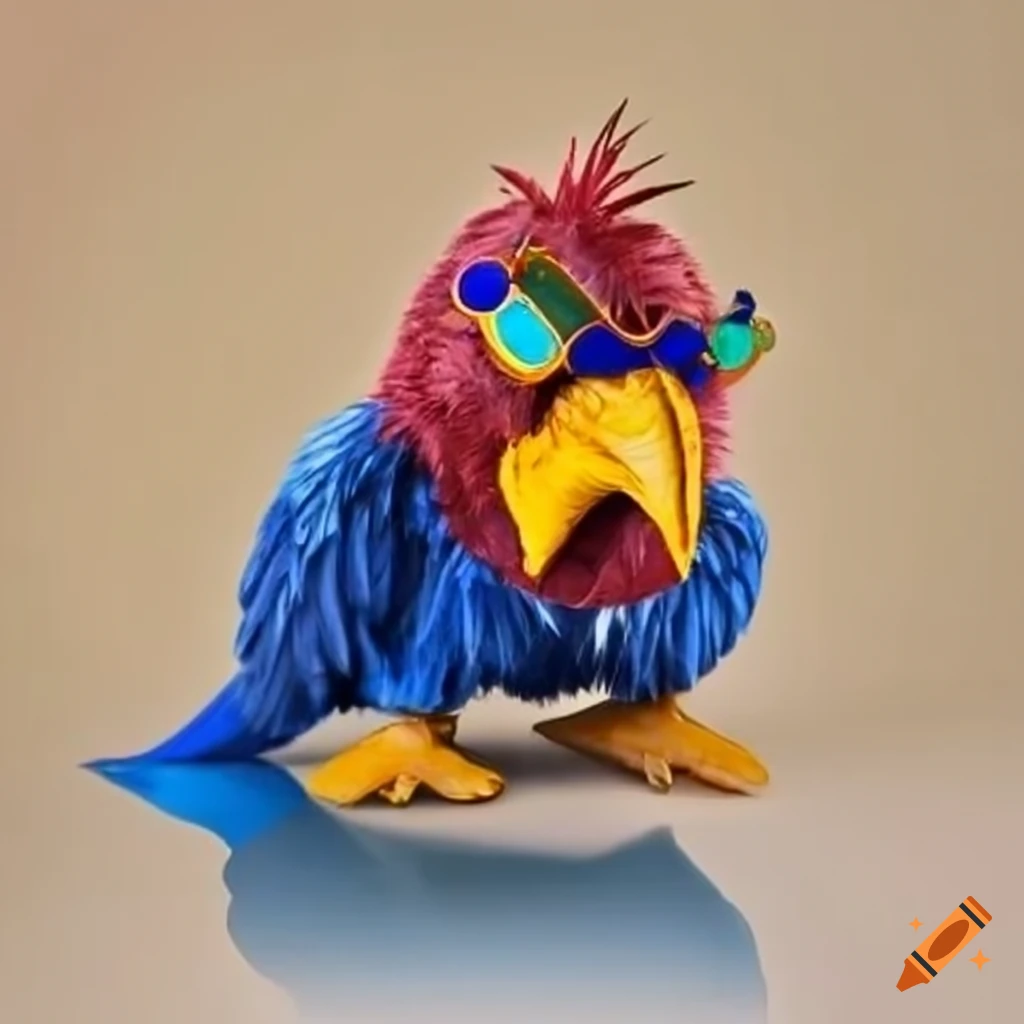 Jayhawk bird wearing groucho glasses and mustache on Craiyon