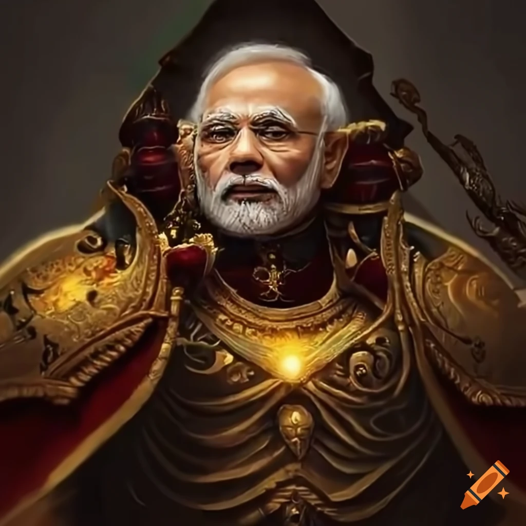 Narendra Modi in Warhammer 40k as God Emperor of Mankind on Craiyon