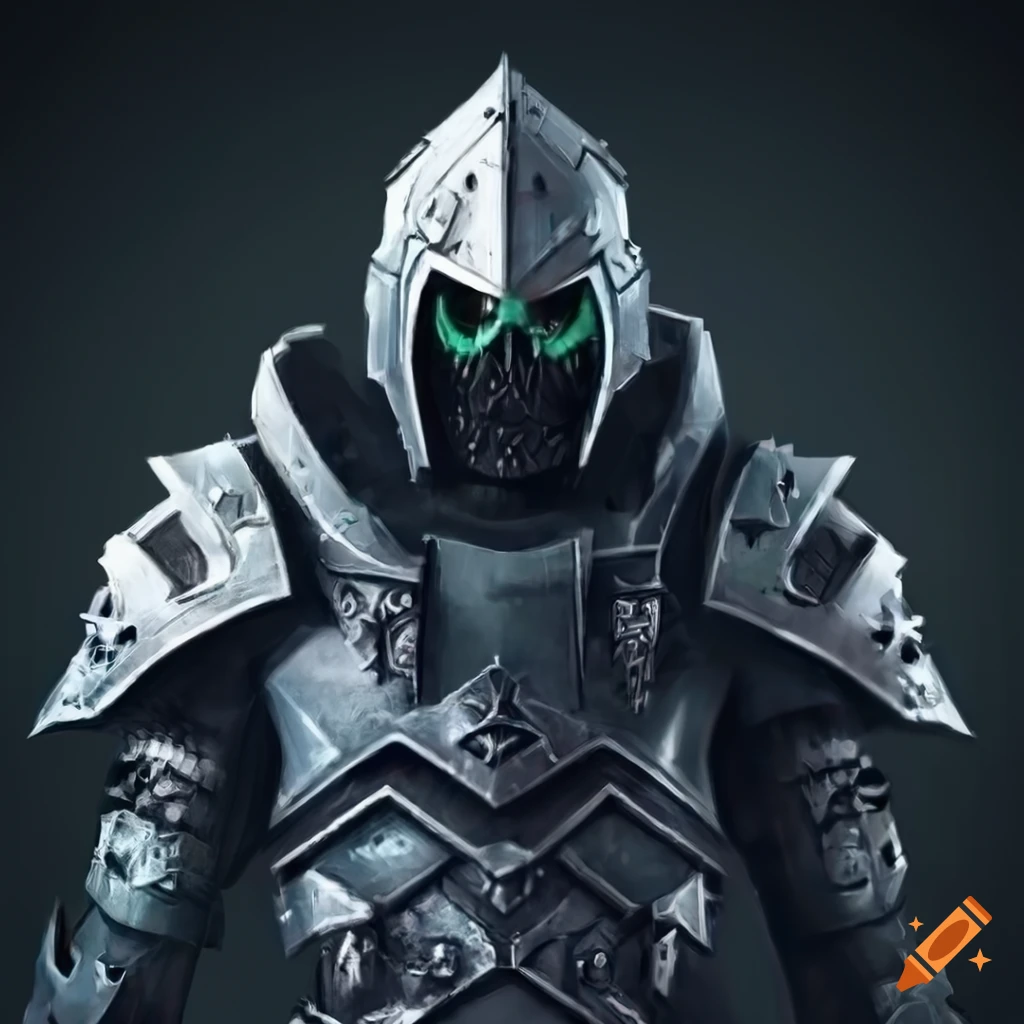 Undead wraith warrior in detailed armor and skull helm in a fantastical ...