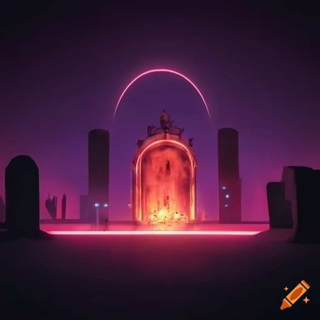 Futuristic burial ground with neon graves in high definition on Craiyon