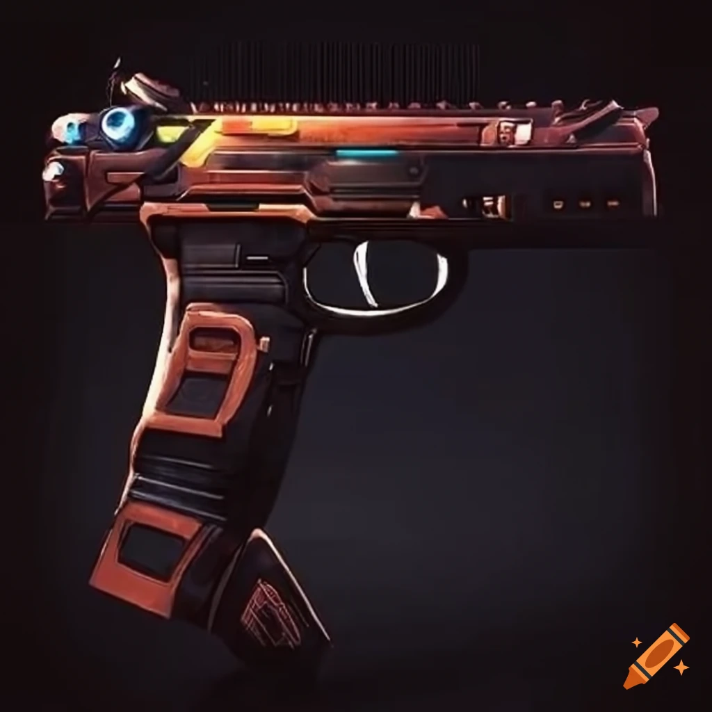 Futuristic pistol cybernetics technology concept on Craiyon