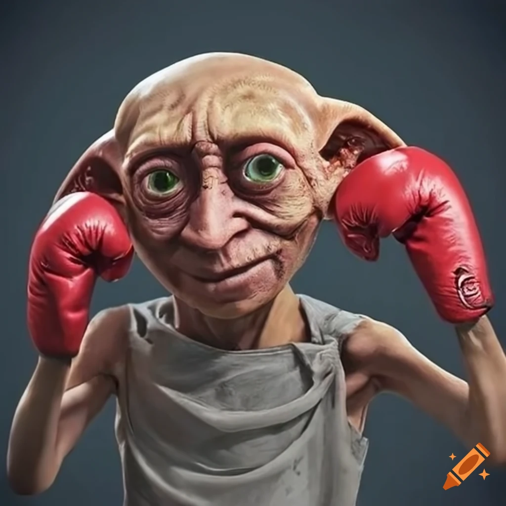 Dobby from Harry Potter as a boxer with red boxing gloves on Craiyon