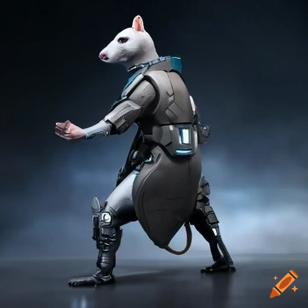 Humanoid male rat in sci-fi attire on Craiyon
