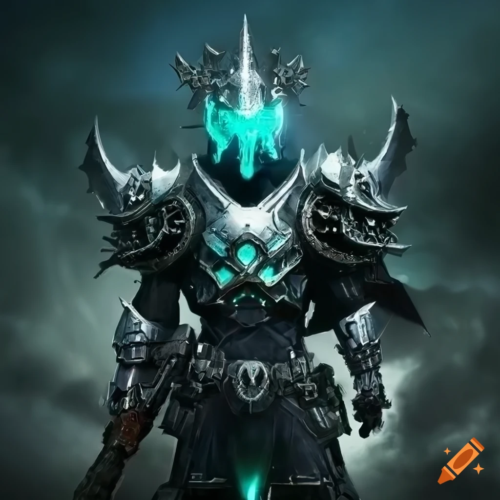 Undead wraith warrior in detailed armor and skull helm in a fantastical ...