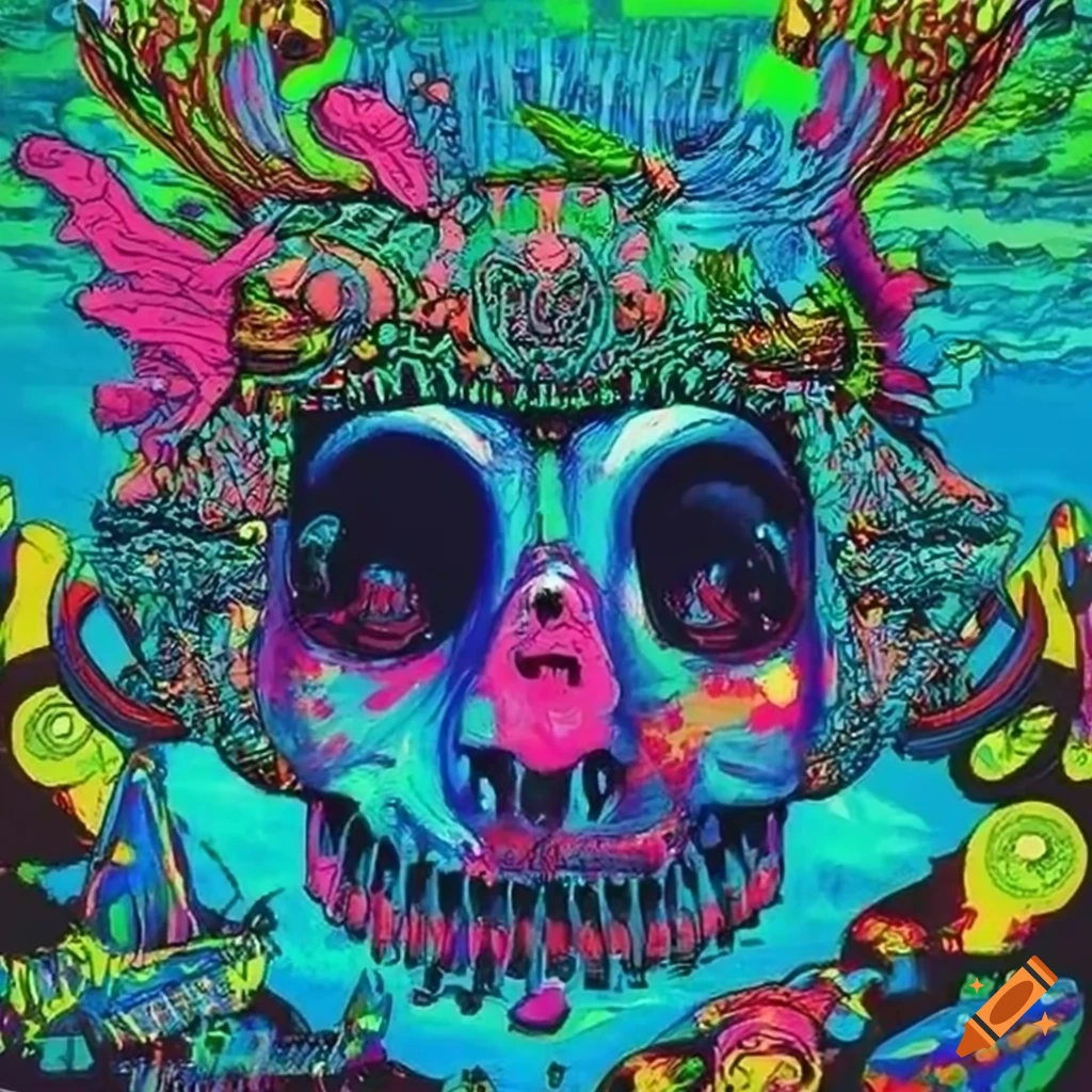 Psychedelic punk rock album cover on Craiyon