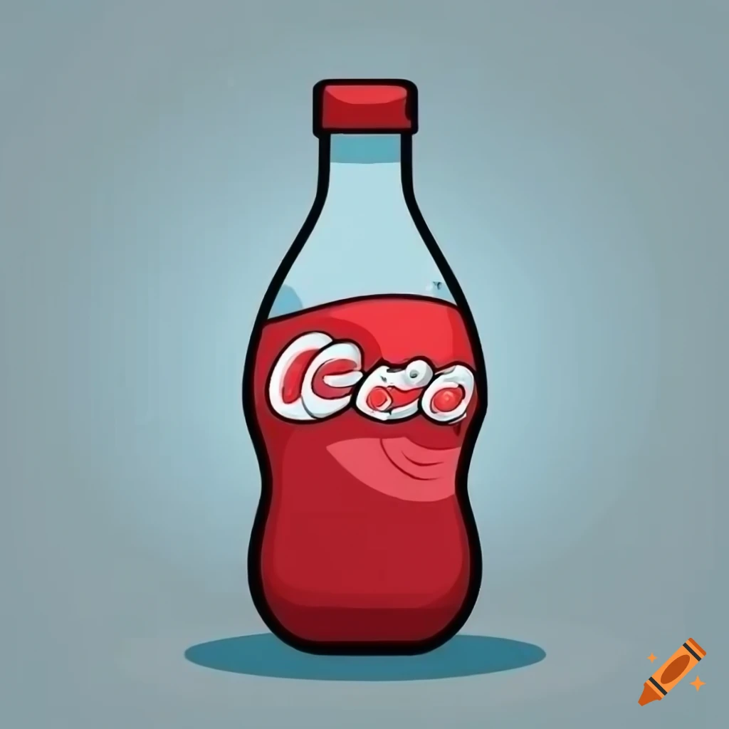 Colorful cartoon illustration of a bottle of cola on Craiyon