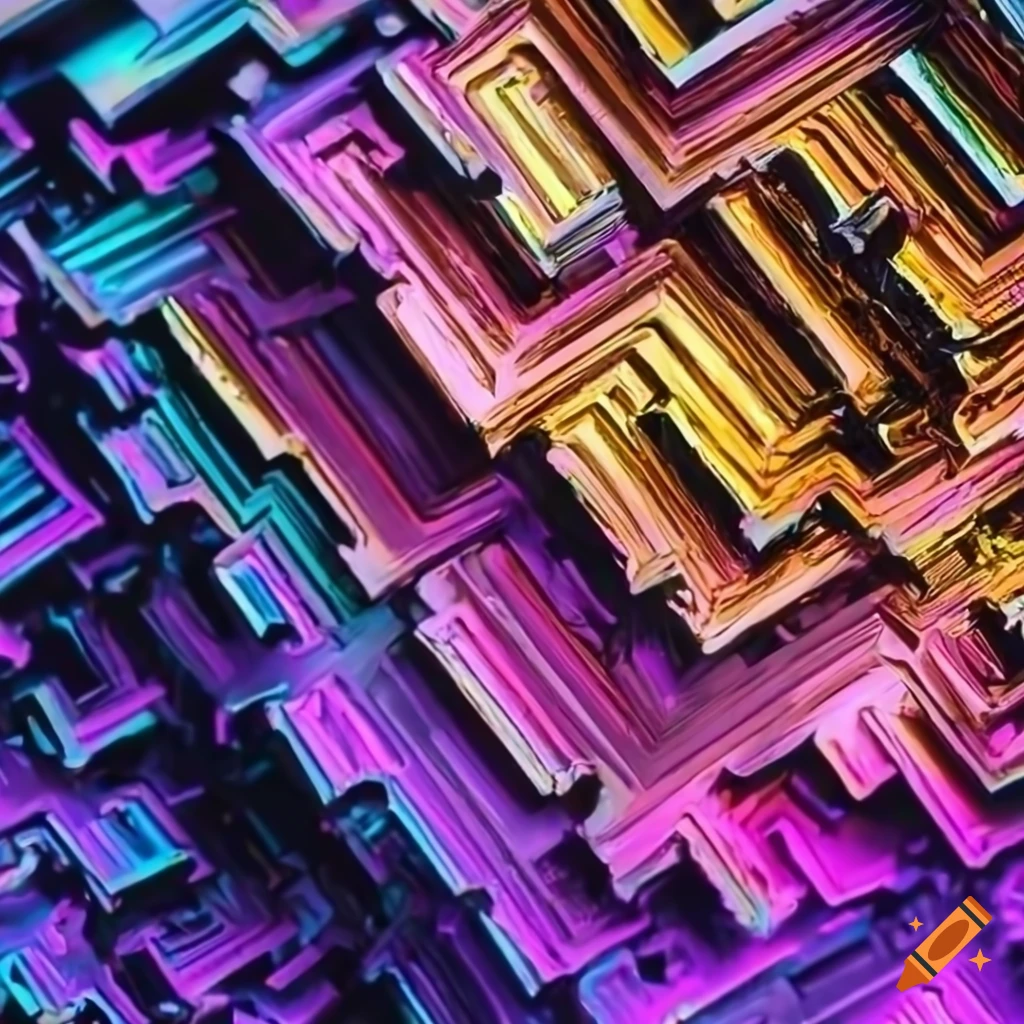 Intricate and vibrant Bismuth crystal colors on 2048p x 2048p template ...