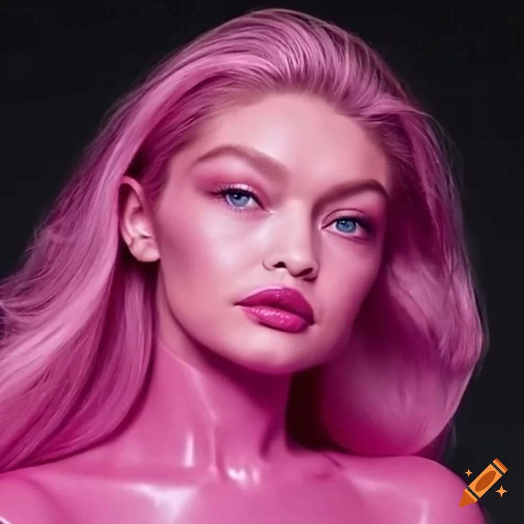 Dusty pink latex transformation into a character on Craiyon