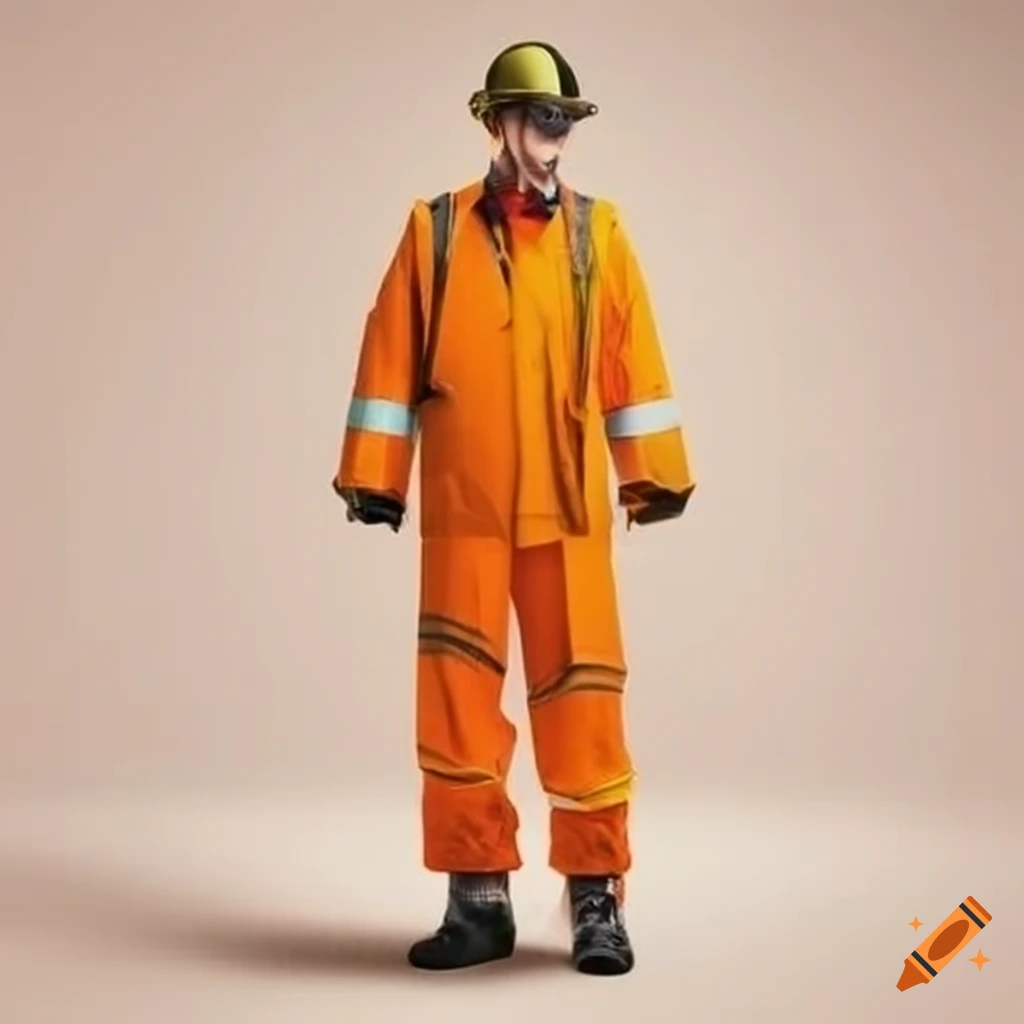 Creative construction-themed suit made out of construction materials on ...