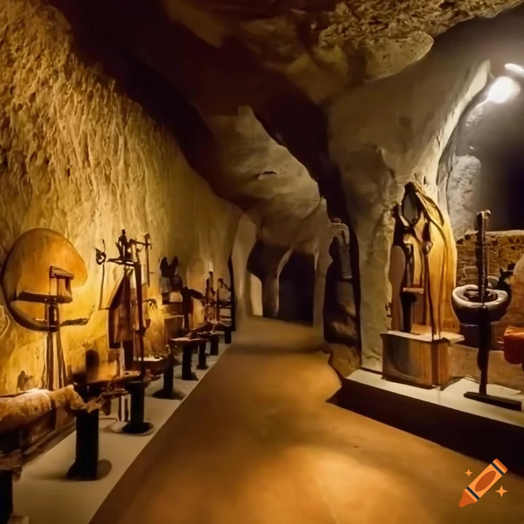 Medieval music museum inside a massive underground cave on Craiyon