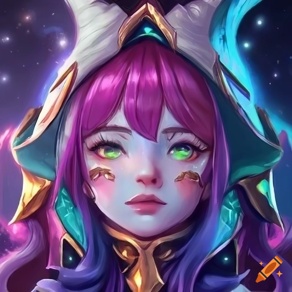 Closeup portrait of Lulu from League of Legends with dreamy eyes and ...