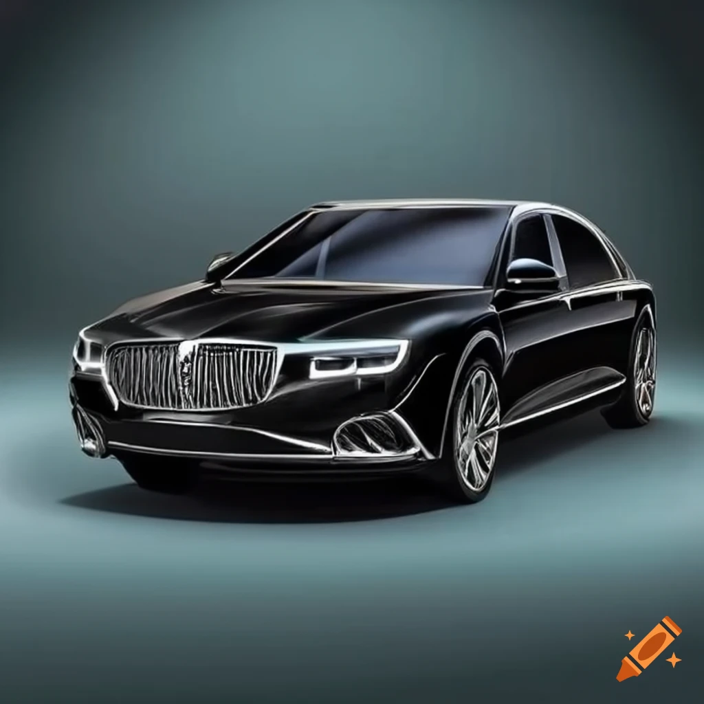 Luxurious elven-inspired sedan car in black on Craiyon
