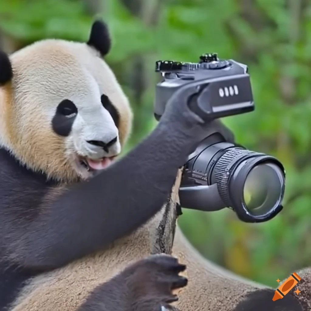 Panda with a canon dslr camera on Craiyon