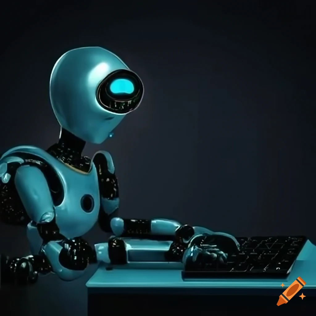 Robot typing on Craiyon