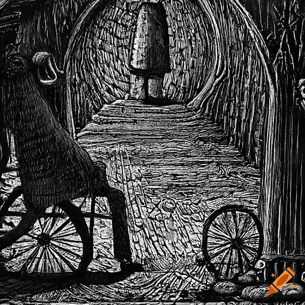 Uneven Steven and Helen Wheels by Edward Gorey in 4k resolution on Craiyon