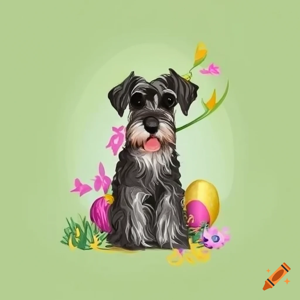 Happy Easter card with schnauzer instead of bunny on Craiyon