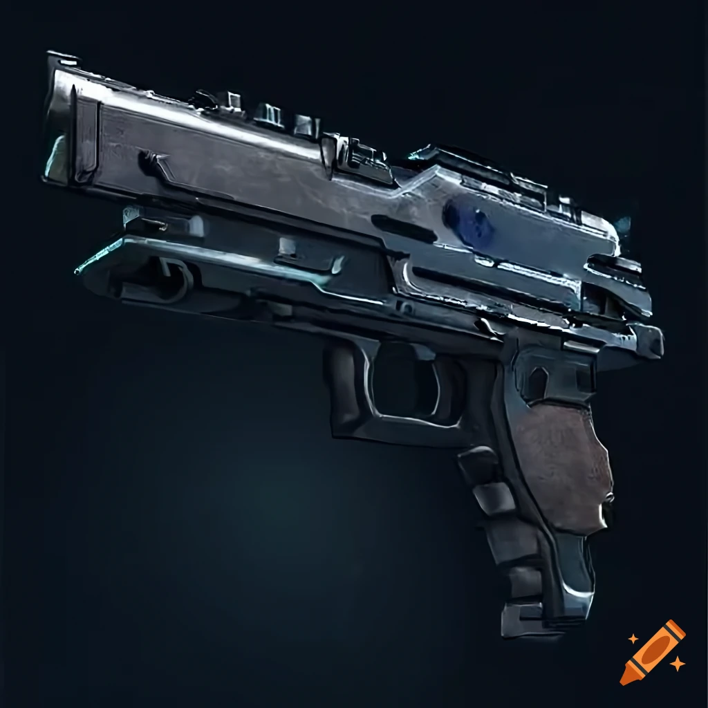 Futuristic pistol cybernetics technology on Craiyon