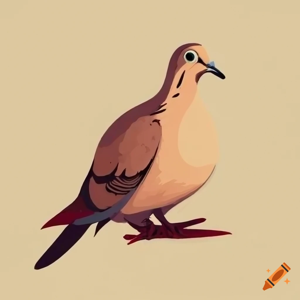 Stylized drawing of a mourning dove in a jungle on Craiyon