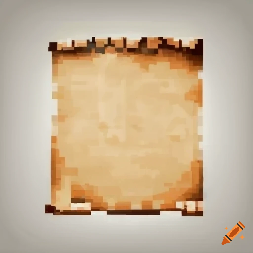 Old and worn parchment in pixel art style on white background on Craiyon