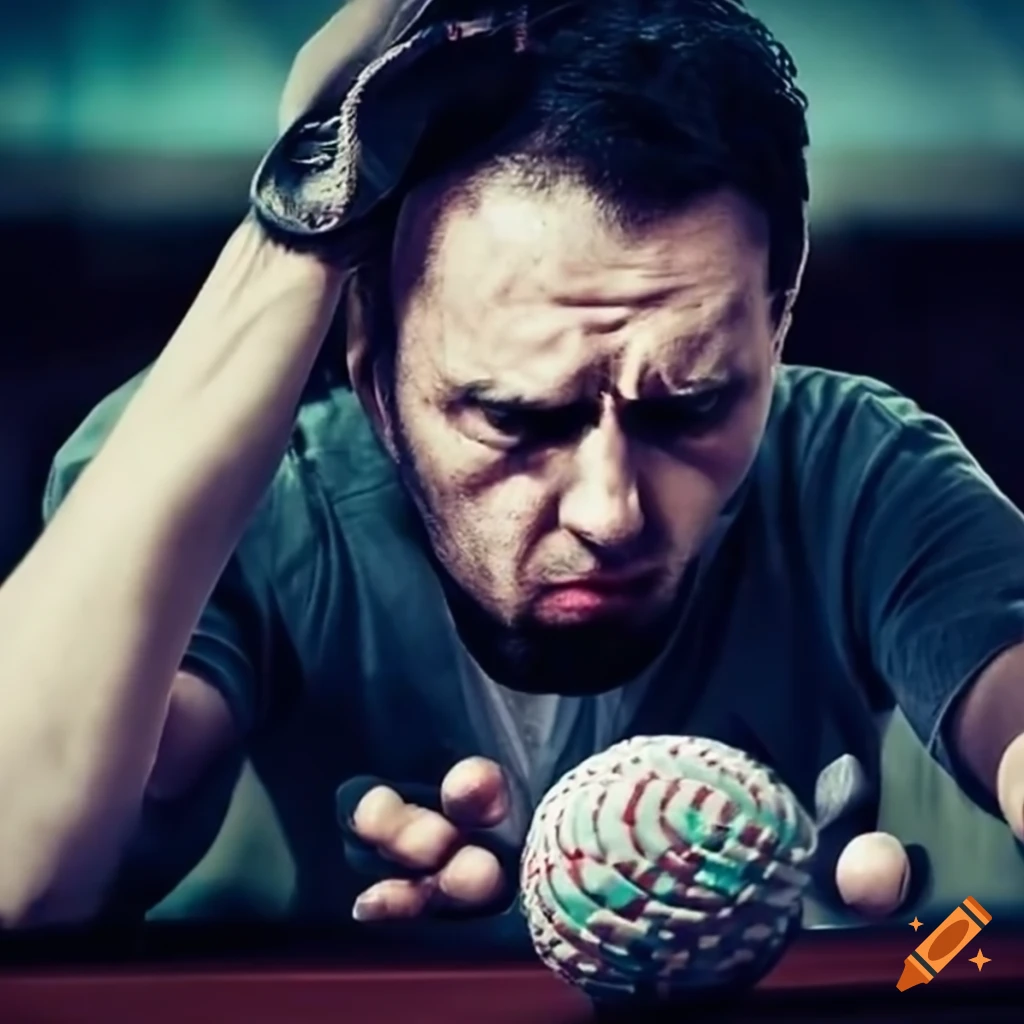 Man sweating while gambling on a baseball sports bet on Craiyon