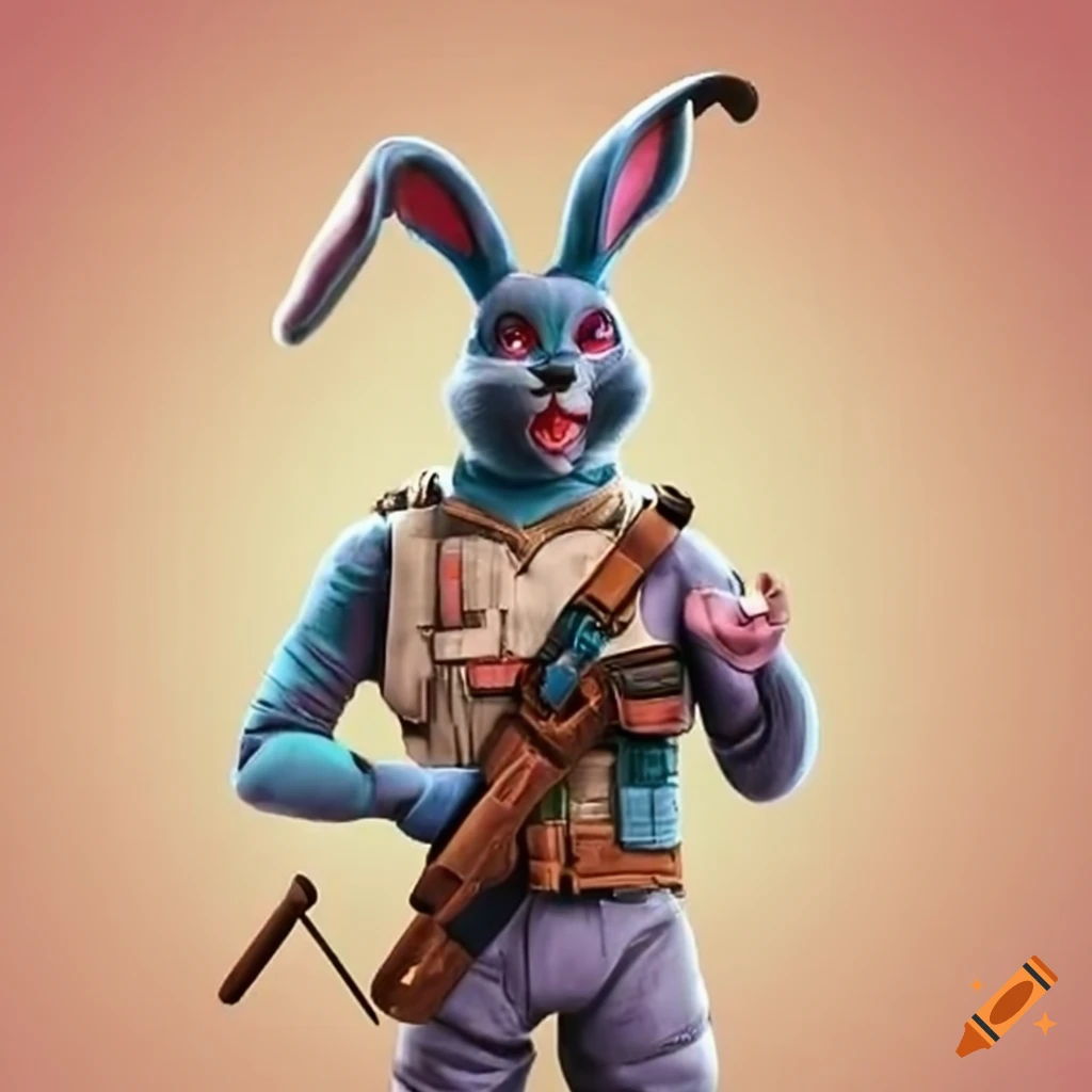 Easter bunny as a commando on Craiyon