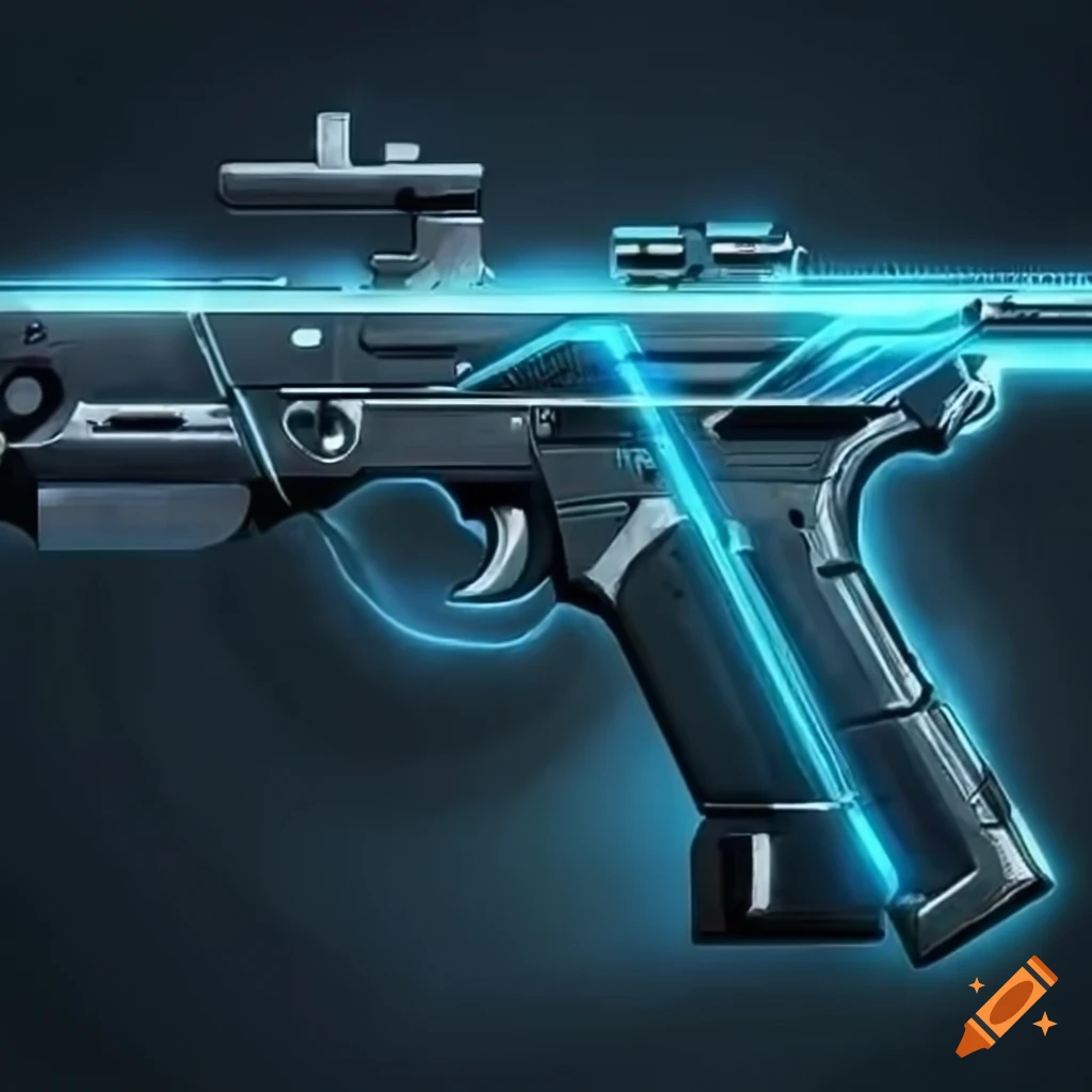 Futuristic pistol with cybernetic enhancements technology on Craiyon