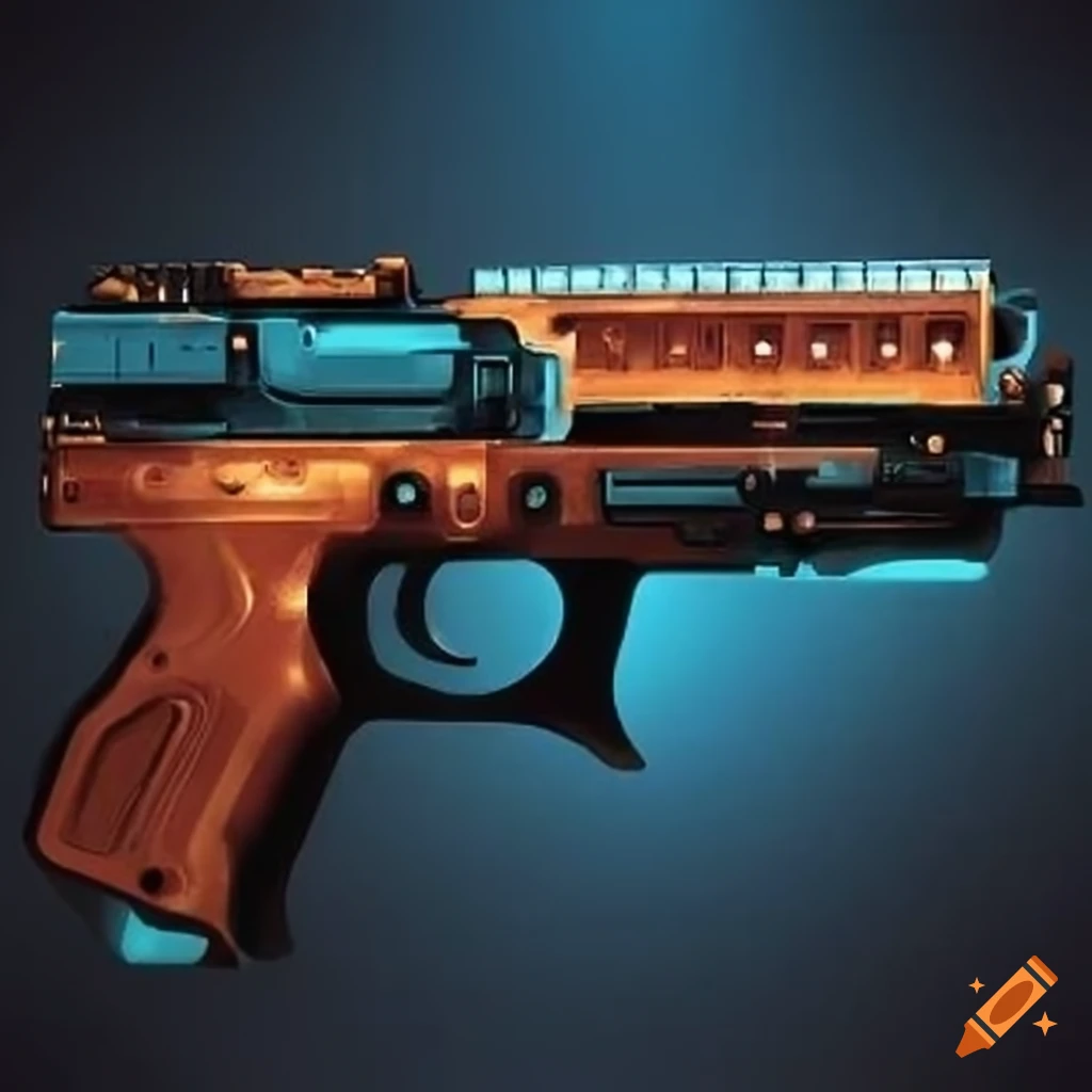 Futuristic pistol with cybernetic technology on Craiyon