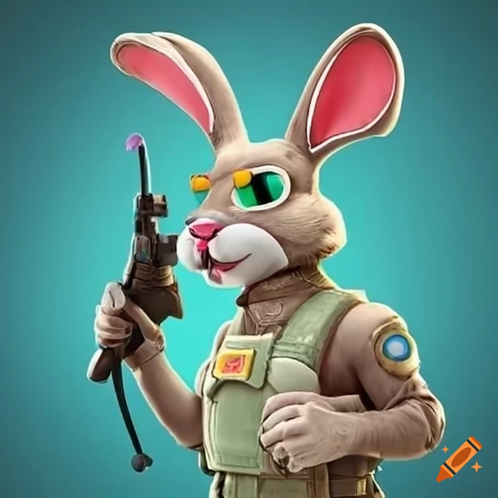 Easter bunny as a commando on Craiyon