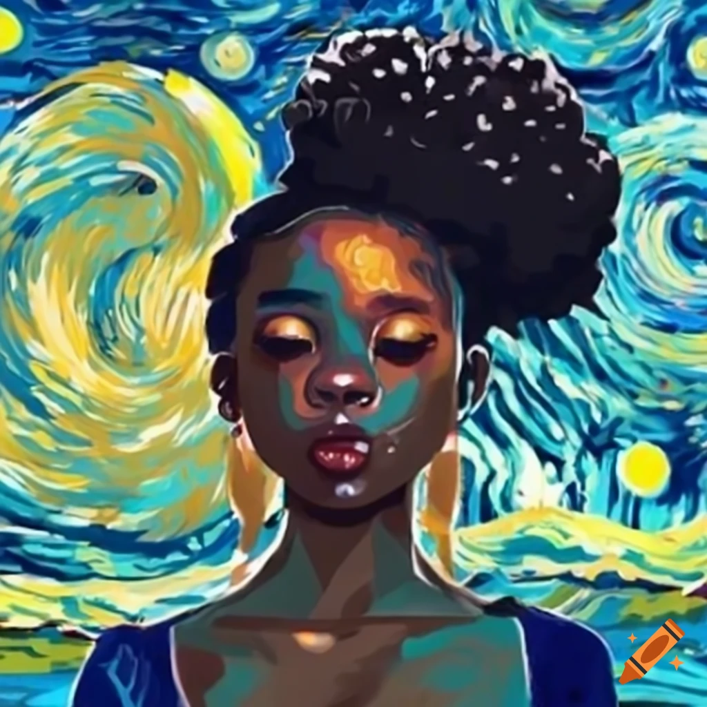 Black girl portrait in van gogh style on Craiyon
