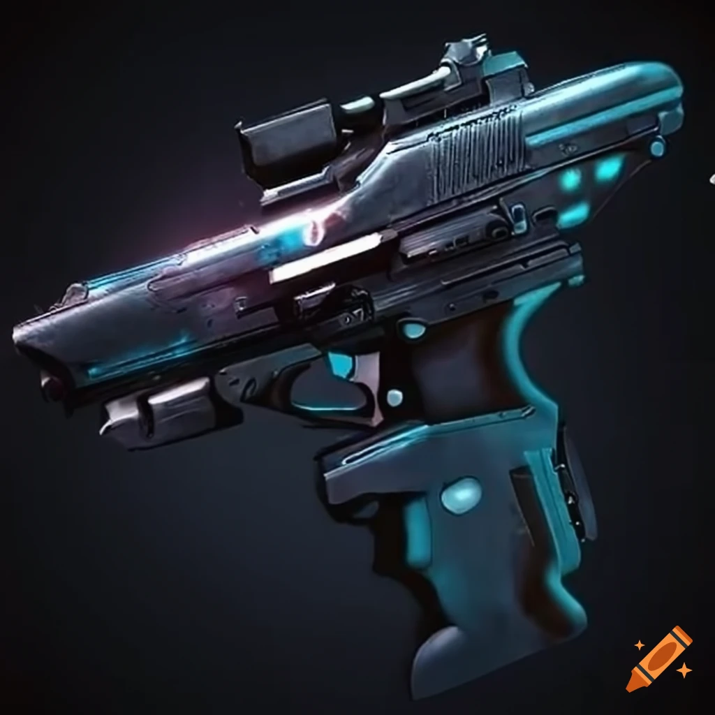 Futuristic pistol and cybernetic technology concept on Craiyon