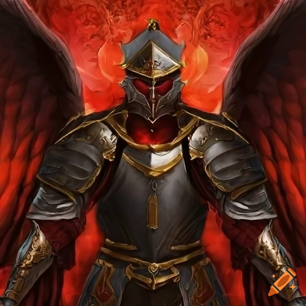 Detailed digital art portrait of a divine male angel with red eyes in ...