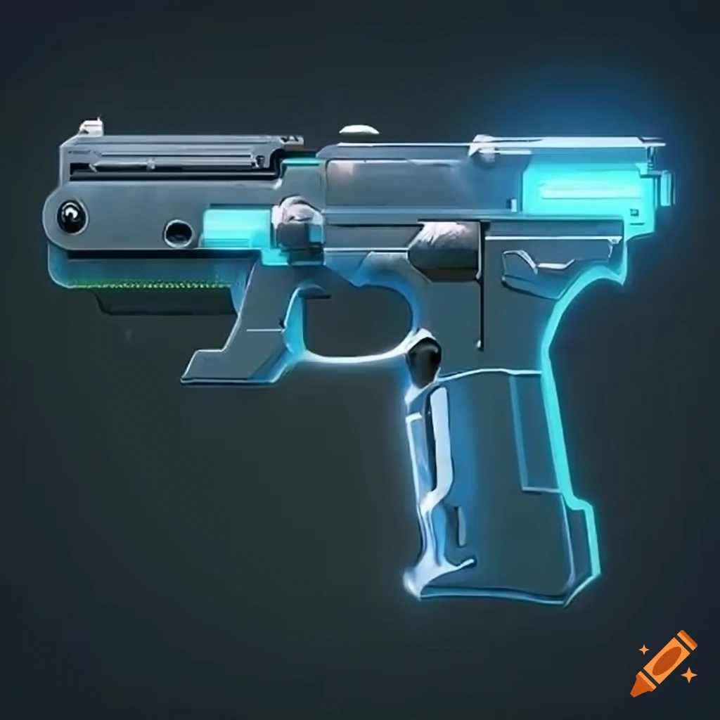 Futuristic pistol with cybernetic technology on Craiyon
