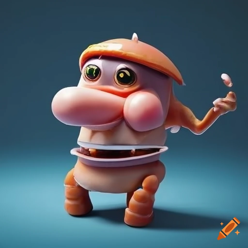 Colorful and whimsical robot with a sausage nose on Craiyon