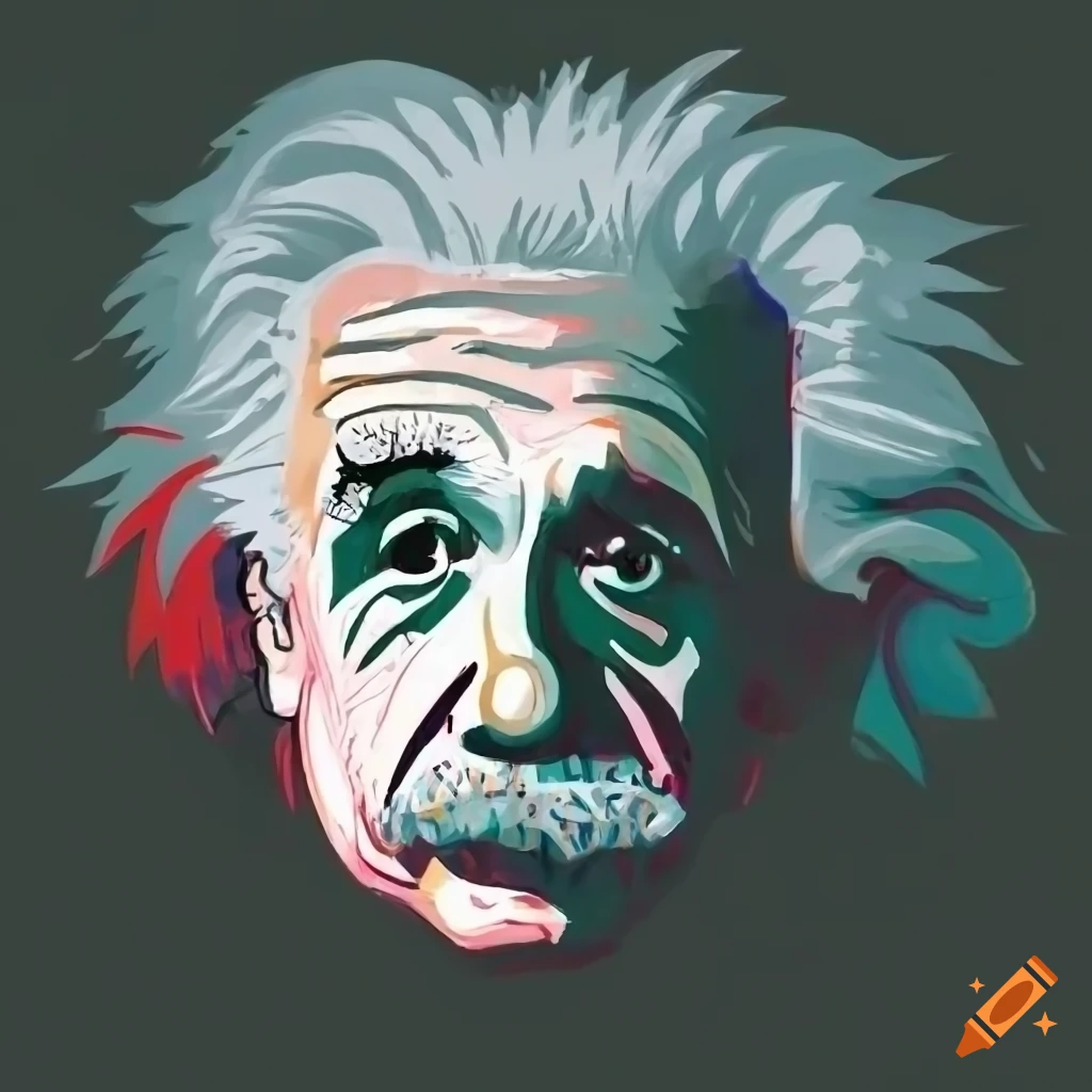 Illustration of albert einstein by a skillful artist on Craiyon